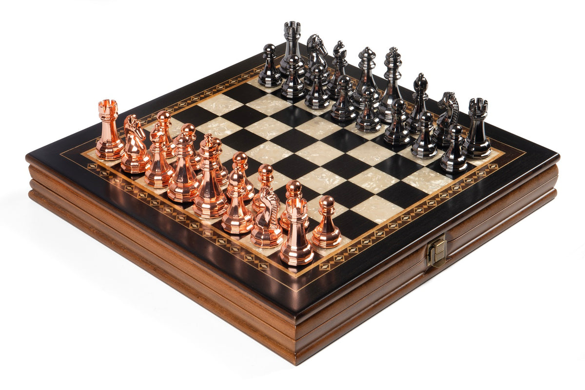 14 Inch Selge Chess Set with Cast Metal Figures – Premium Chess Board ...