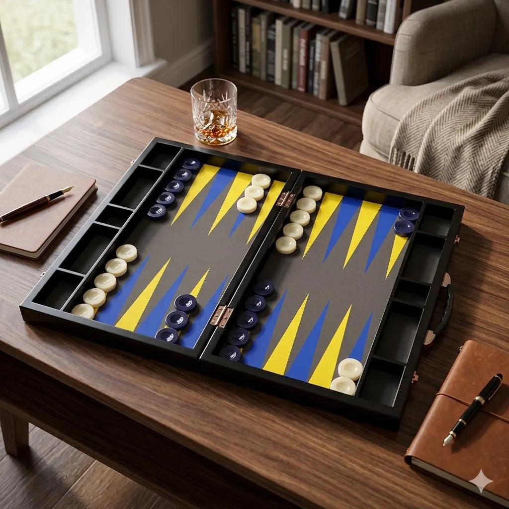 Tournament Size Backgammon Set – Luxury Board Game – Dark Gray Playing ...