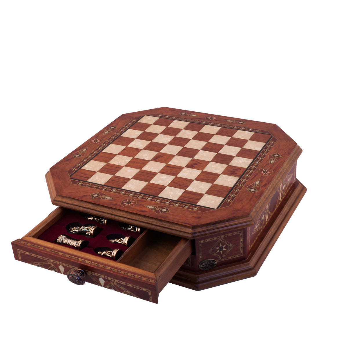 Octagon Chess Set With Figures | Rosewood 41x41x11 cm | Code: 2613 ...
