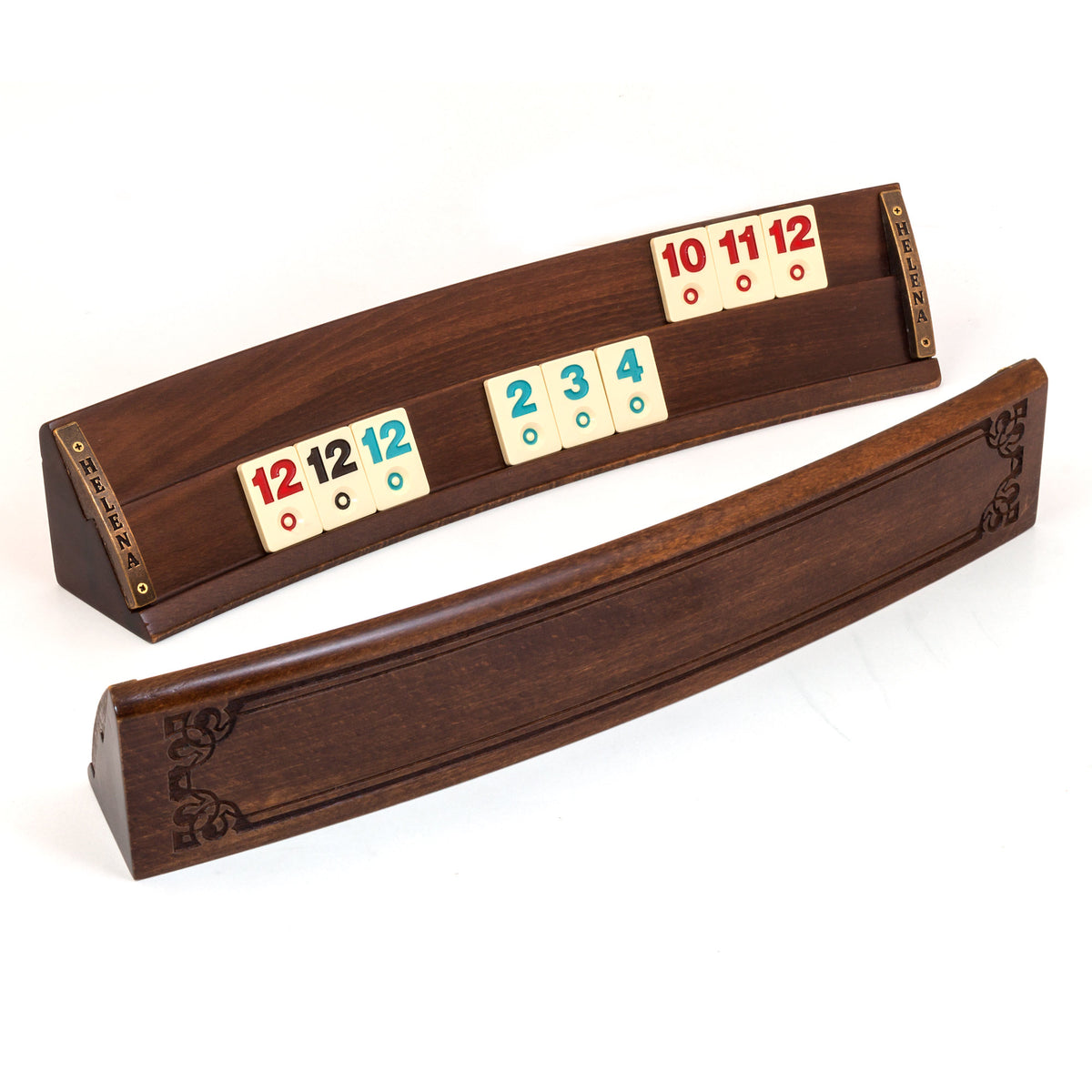 Carved Oval Wooden Rummikub Game Set – Handmade Rummy Cube Tile Board ...