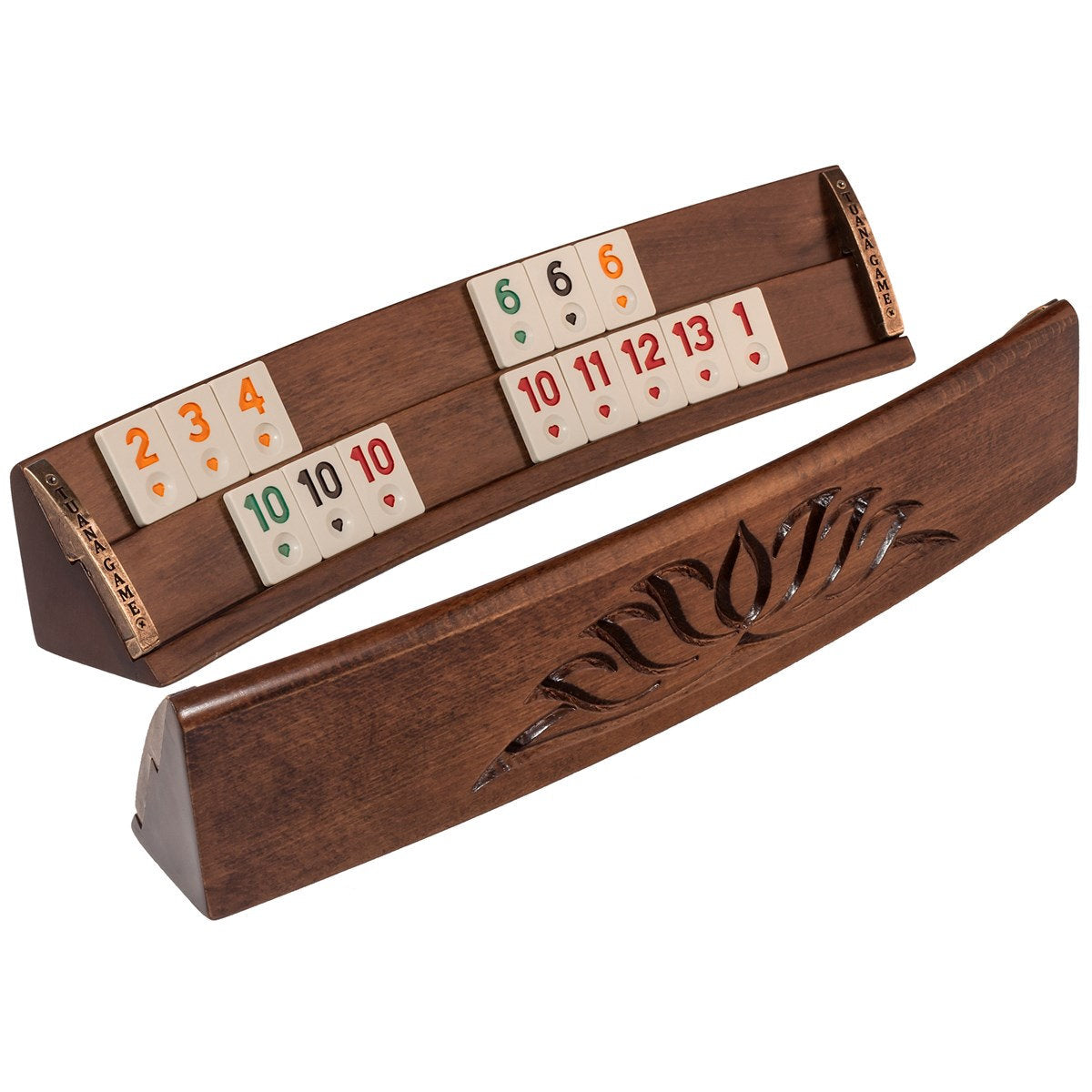 New Hand-carved Oval Rummy Cube Game Set - Daphne Wooden Oval Rummy Bo ...